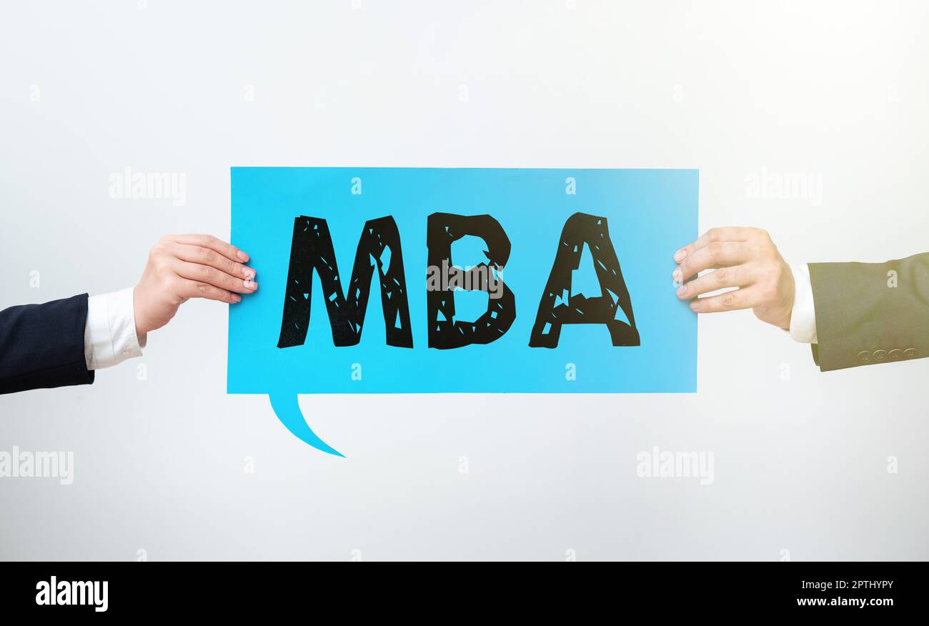 Text sign showing Mba, Concept meaning designed to develop the skills ...