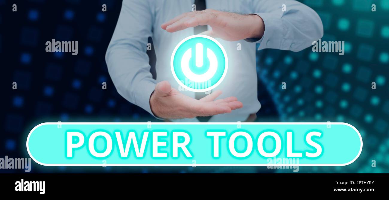 Conceptual caption Power Tools, Business overview tools powered by an ...