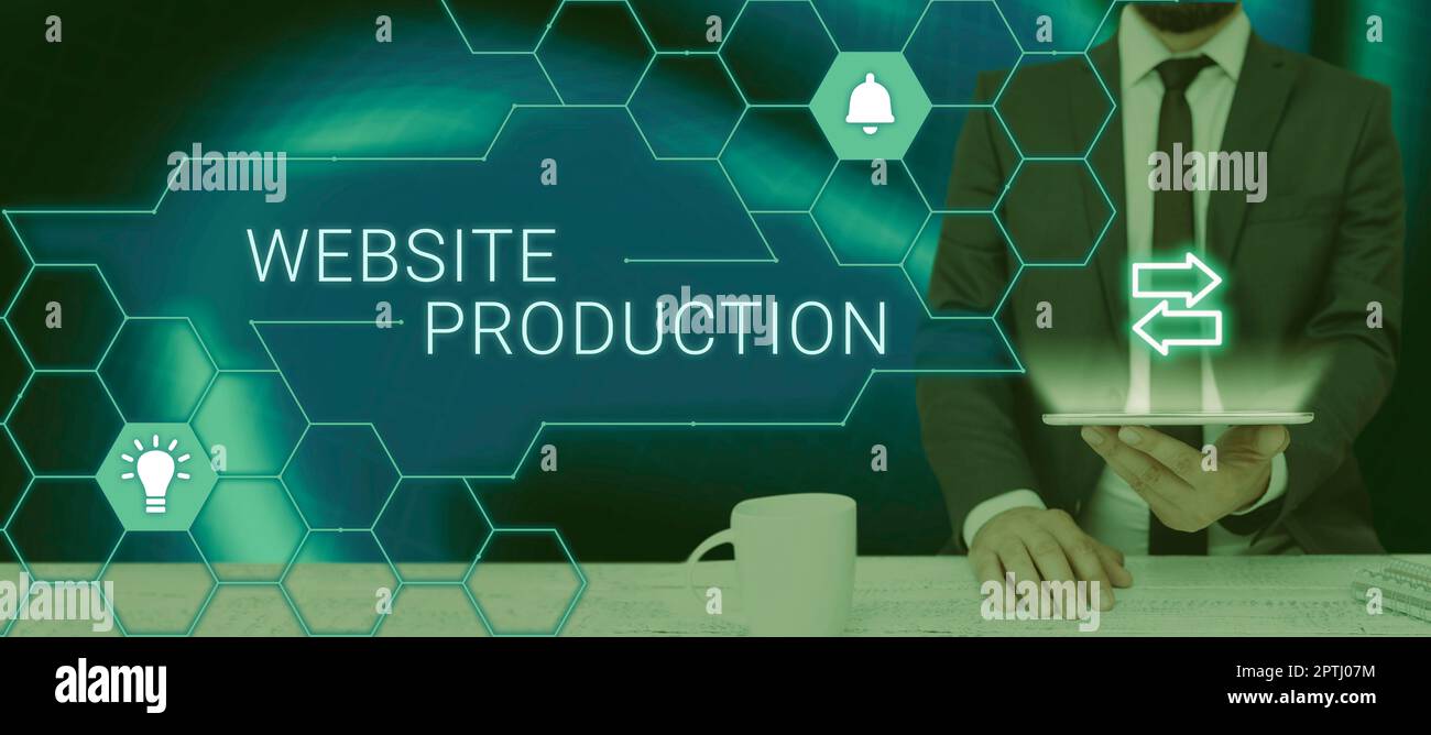 Writing displaying text Website Production, Conceptual photo creating ...