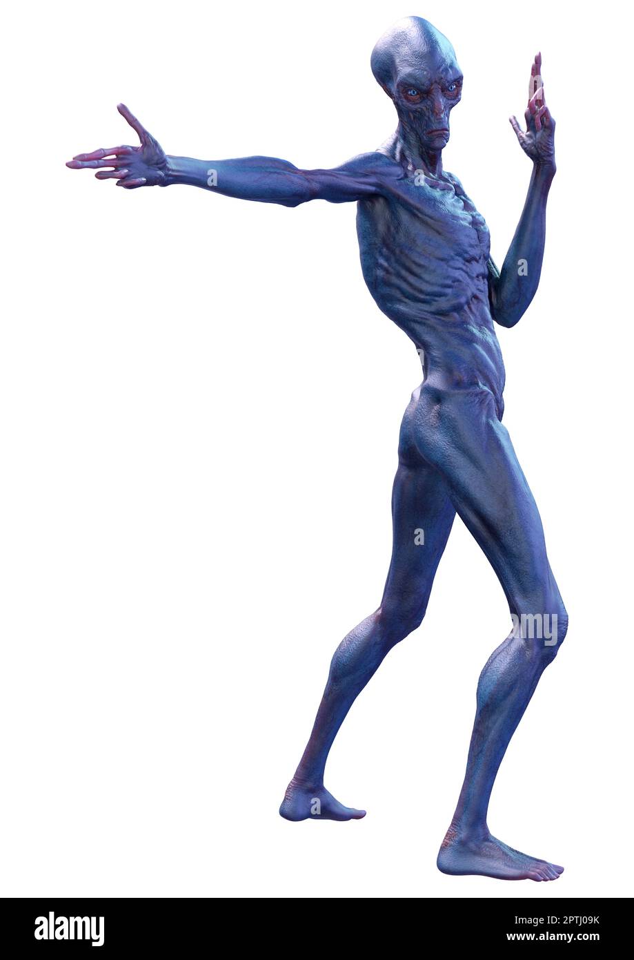 3D rendering of a blue male alien isolated on white background Stock ...