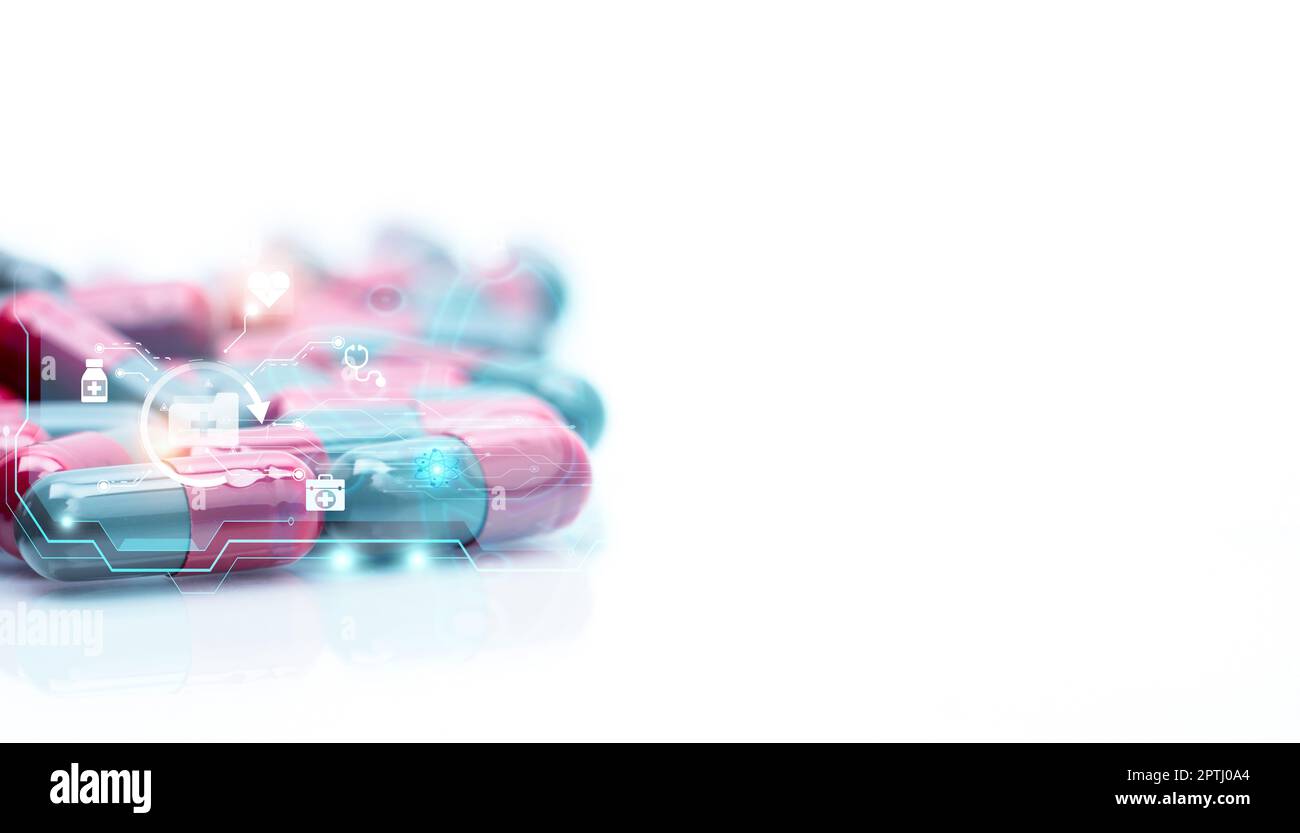 Capsules pills with medical and healthcare icons. Hospital care and ...
