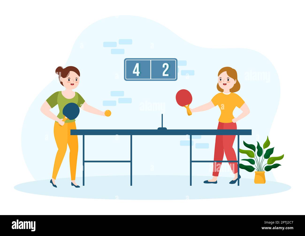 People Playing Table Tennis Sports with Racket and Ball of Ping Pong ...