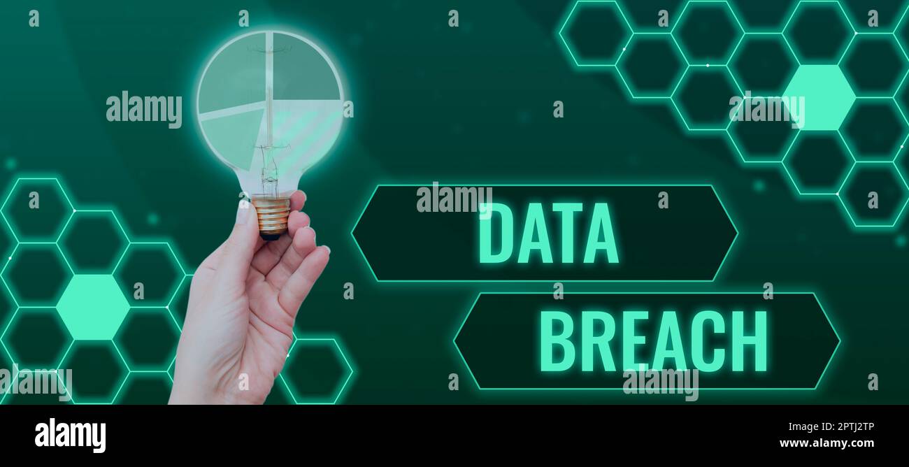 Sign displaying Data Breach, Internet Concept unauthorized release of ...