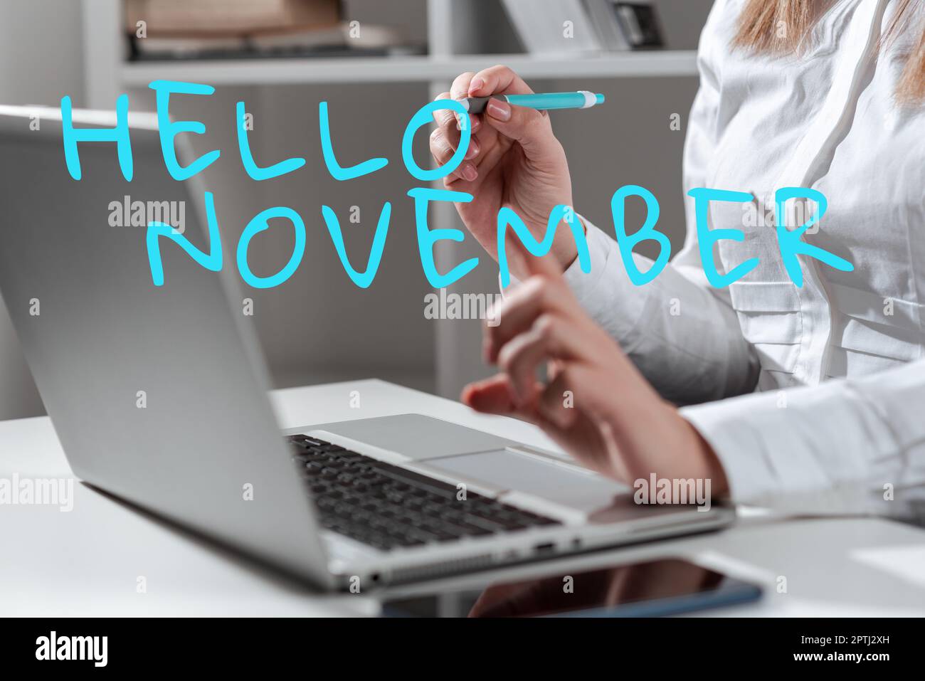 Conceptual display Hello November, Word for greeting used when ...
