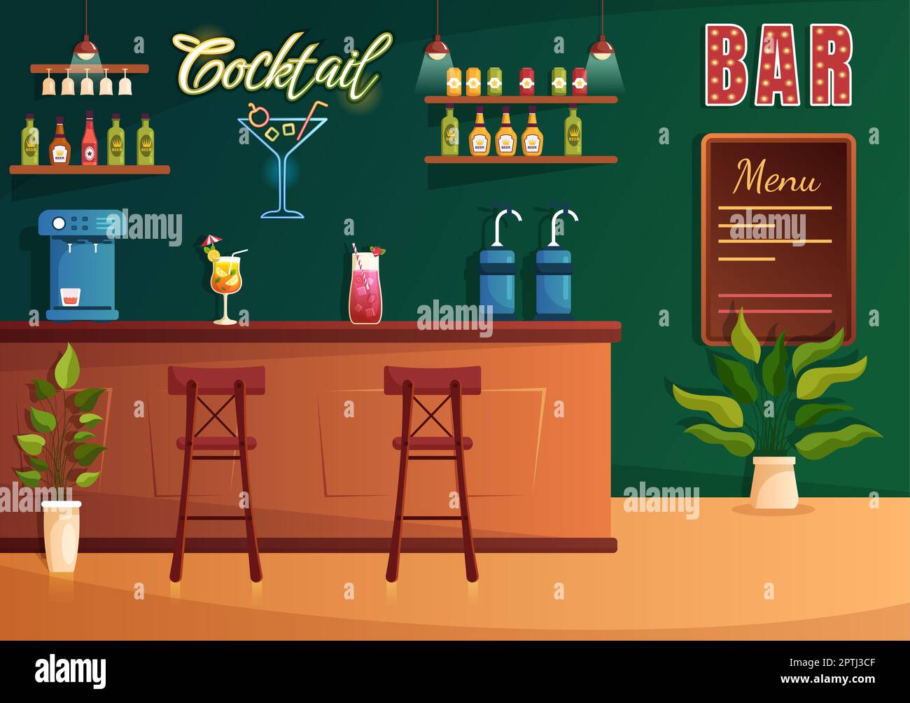 Cocktail Bar or Nightclub with Friends Hanging Out with Alcoholic Fruit ...