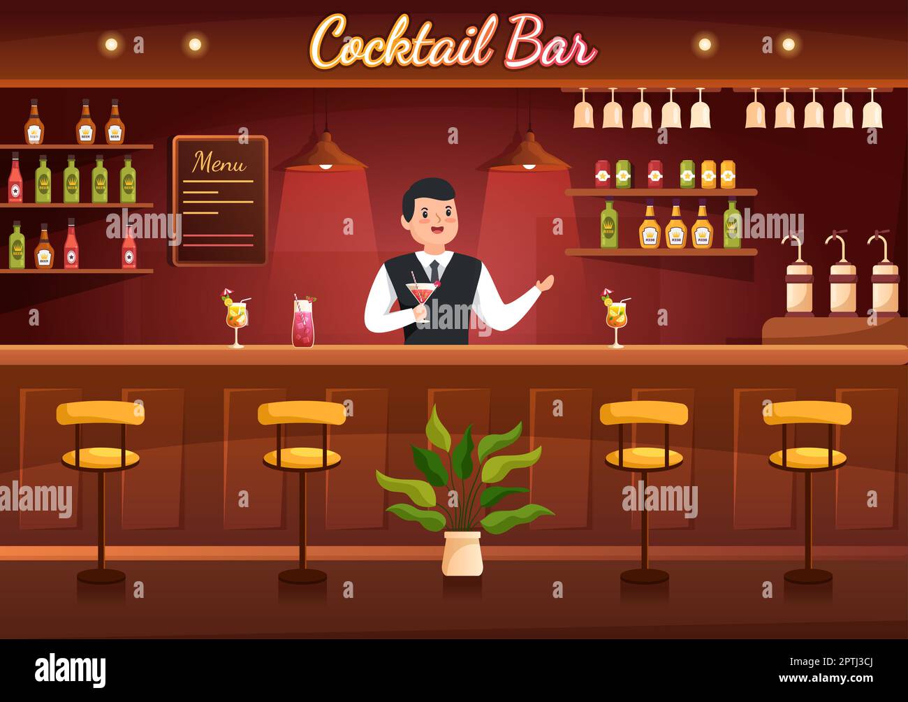 Cocktail Bar or Nightclub with Friends Hanging Out with Alcoholic Fruit ...