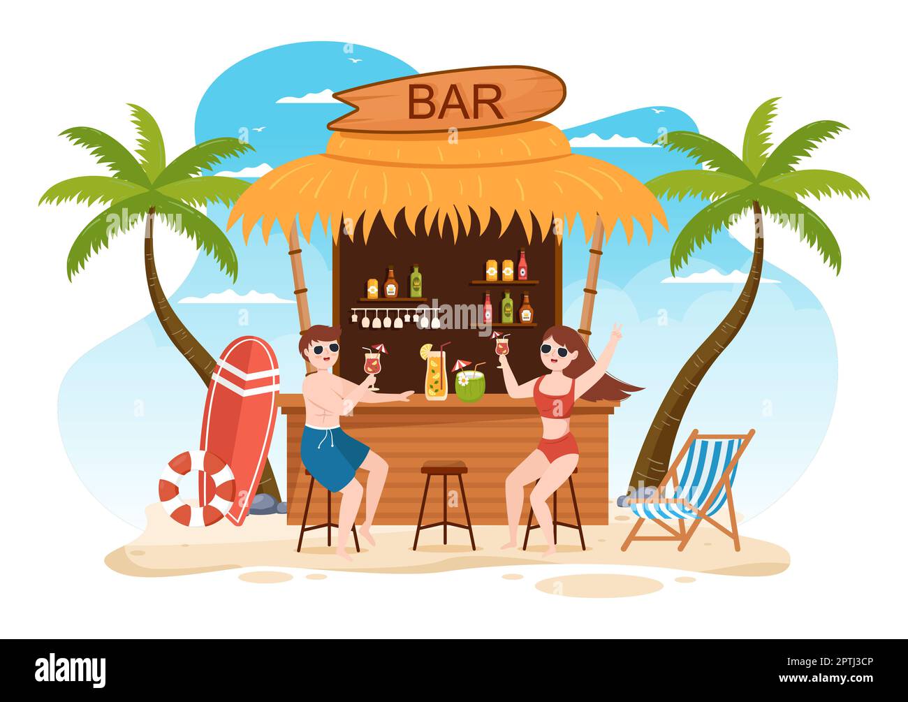 Tropical Cocktail Bar Serving Alcoholic Fruit Juice Drinks or Cocktails ...