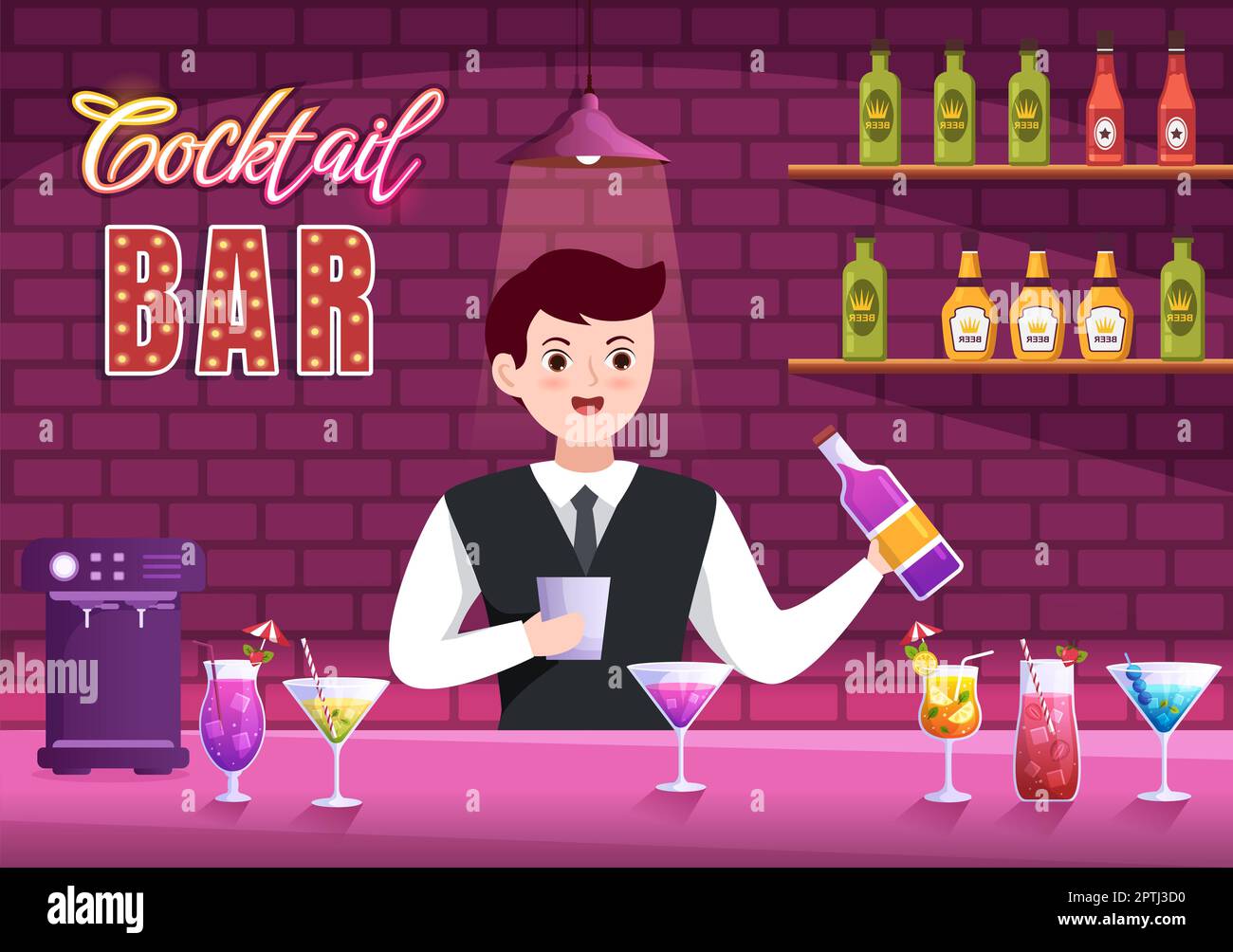 Cocktail Bar or Nightclub with Friends Hanging Out with Alcoholic Fruit ...