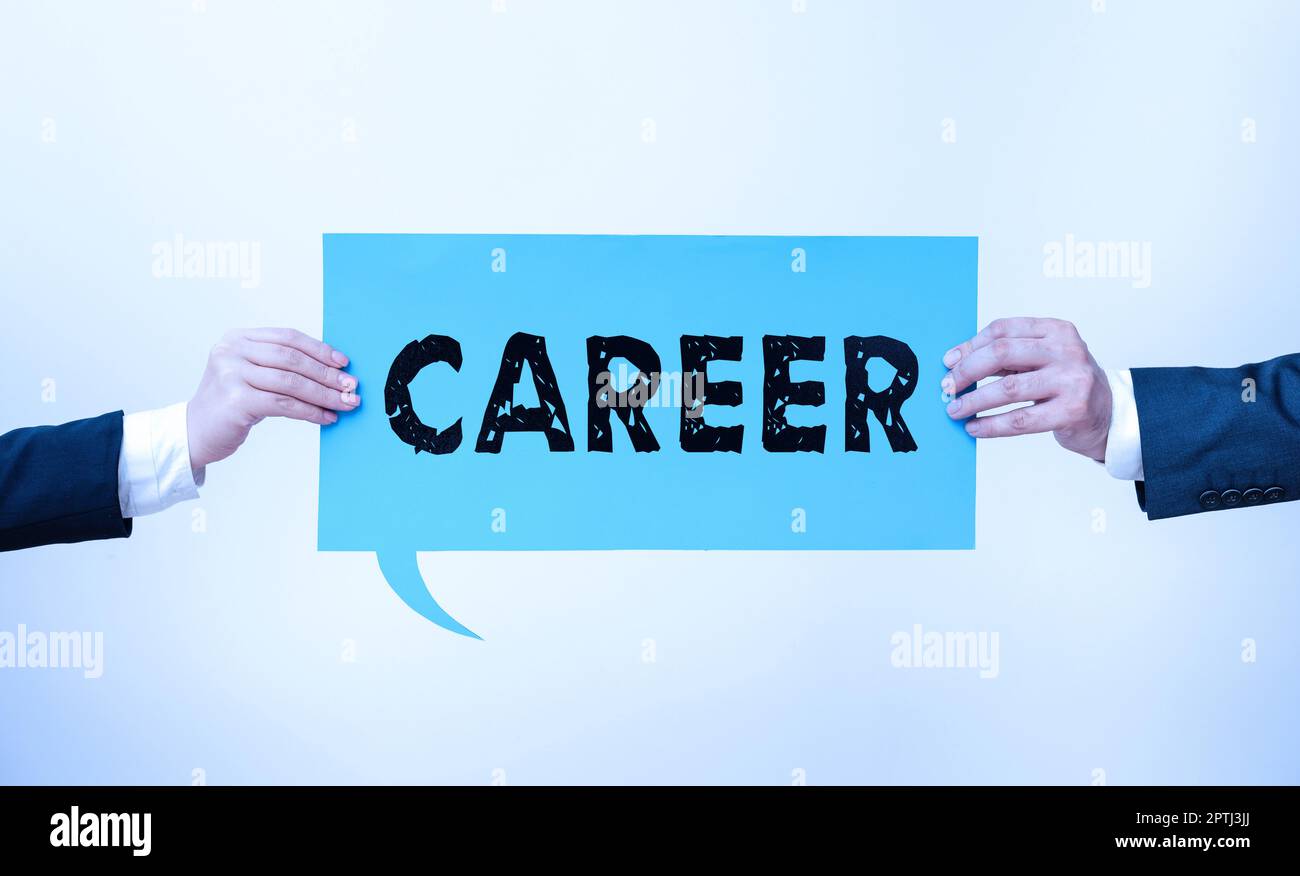 Hand writing sign Career, Concept meaning occupation undertook ...