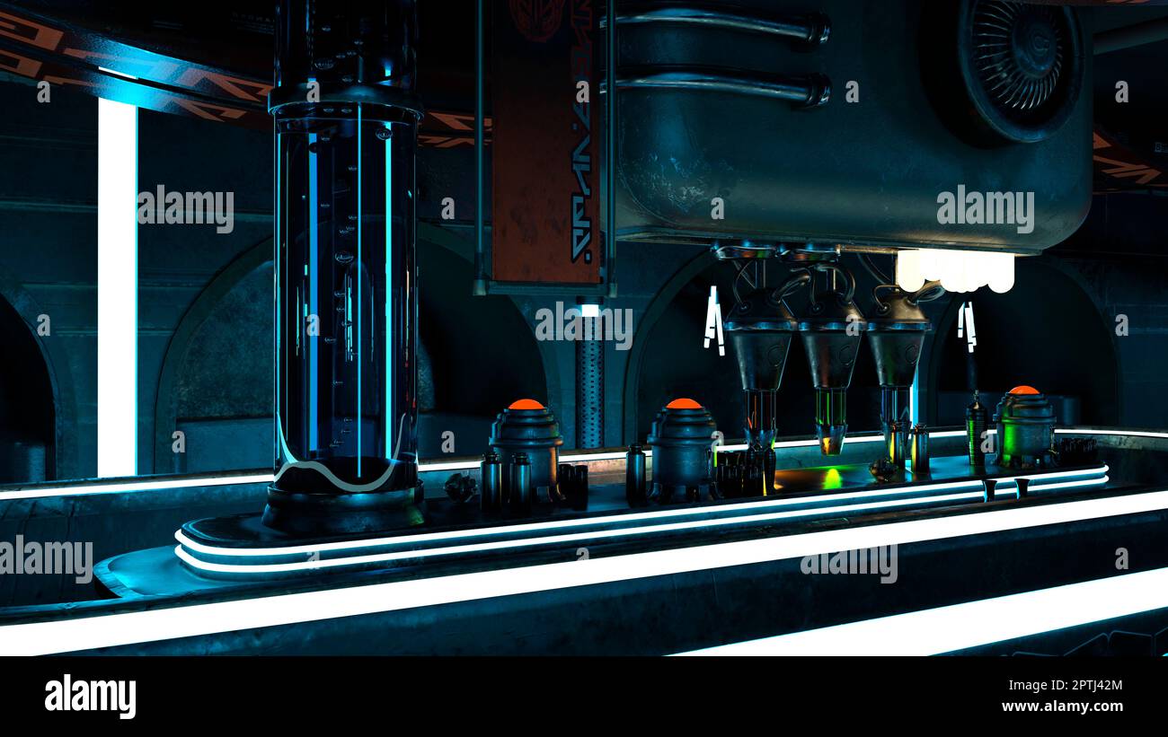 3D rendering of a science fiction bar interior Stock Photo - Alamy