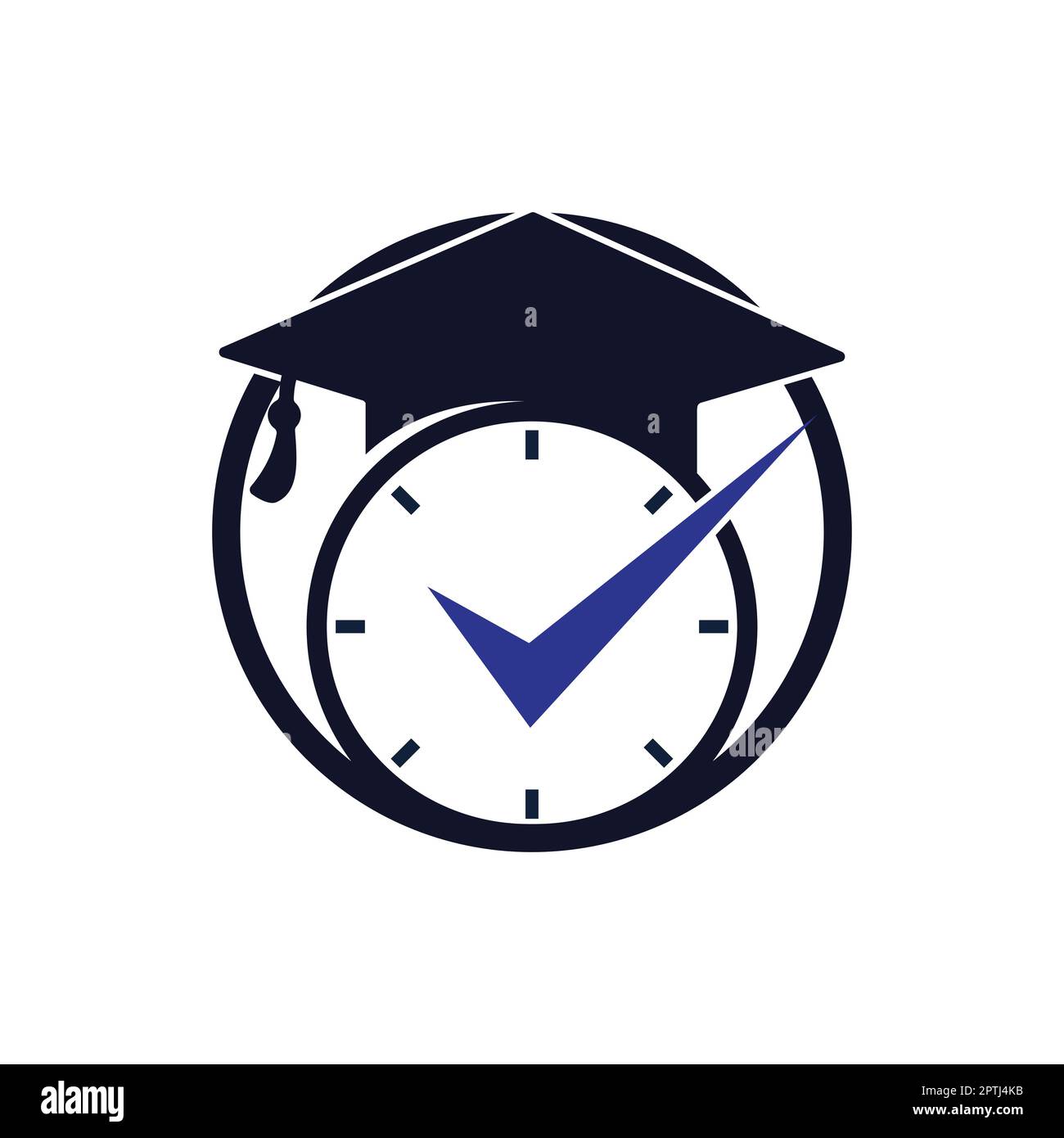 Study time vector logo design. Graduation hat with clock and check icon ...