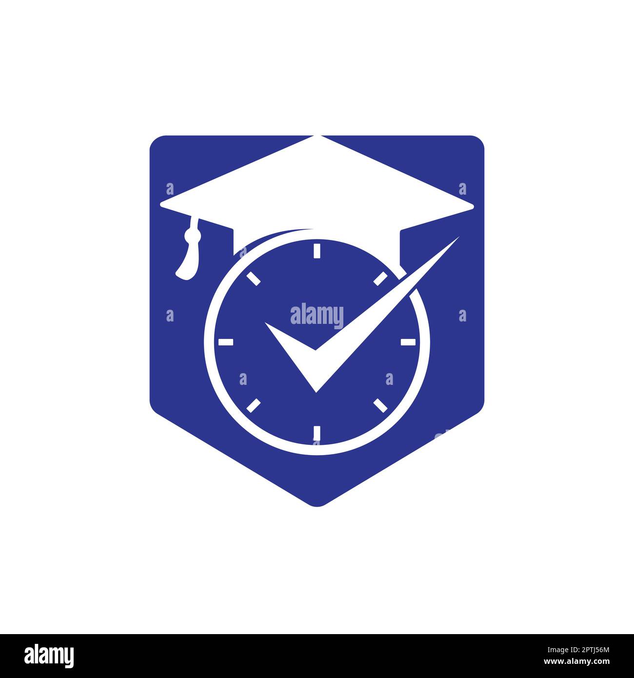 Study time vector logo design. Graduation hat with clock and check icon ...