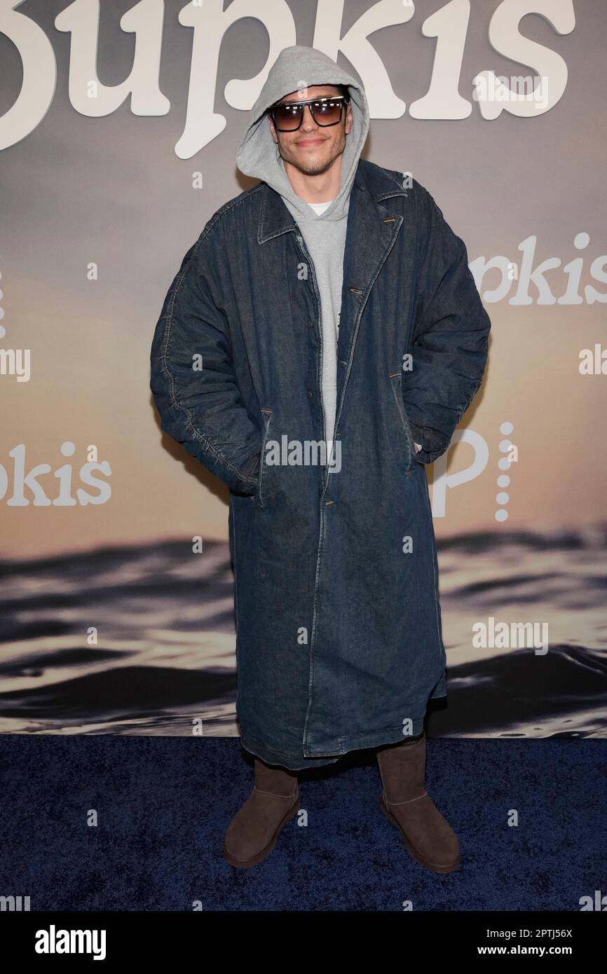 Pete Davidson attends Peacock's "Bupkis" premiere at the Apollo Theater ...