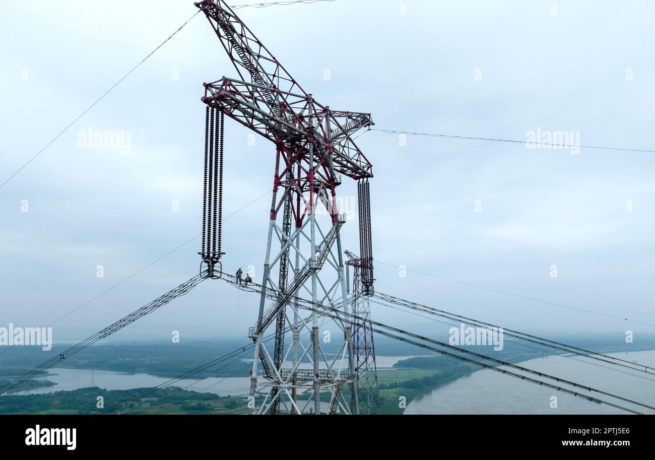 CHIZHOU, CHINA - APRIL 28, 2023 - Maintenance workers carry out ...