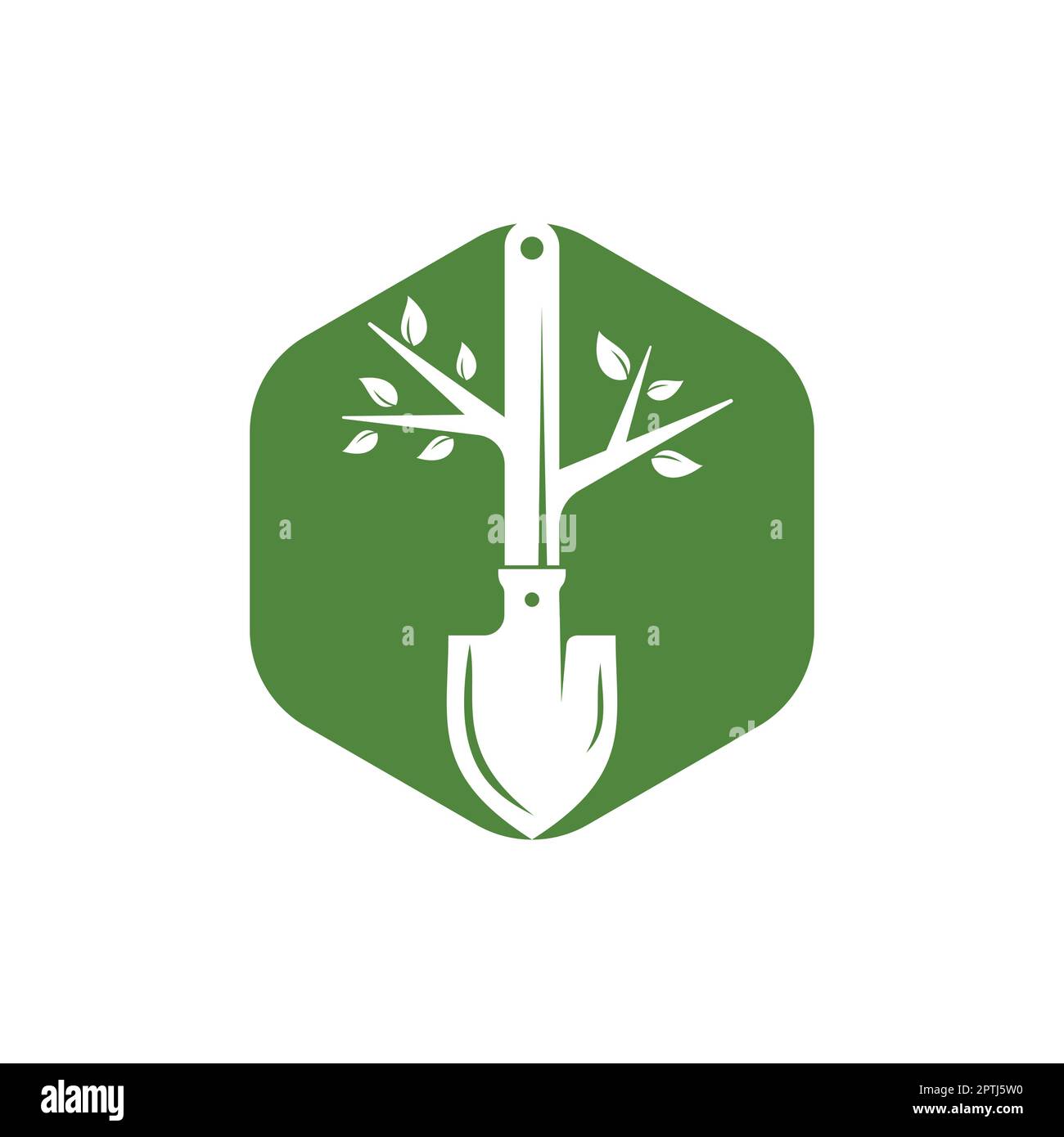 Shovel tree vector logo design. Green garden environment logo design ...