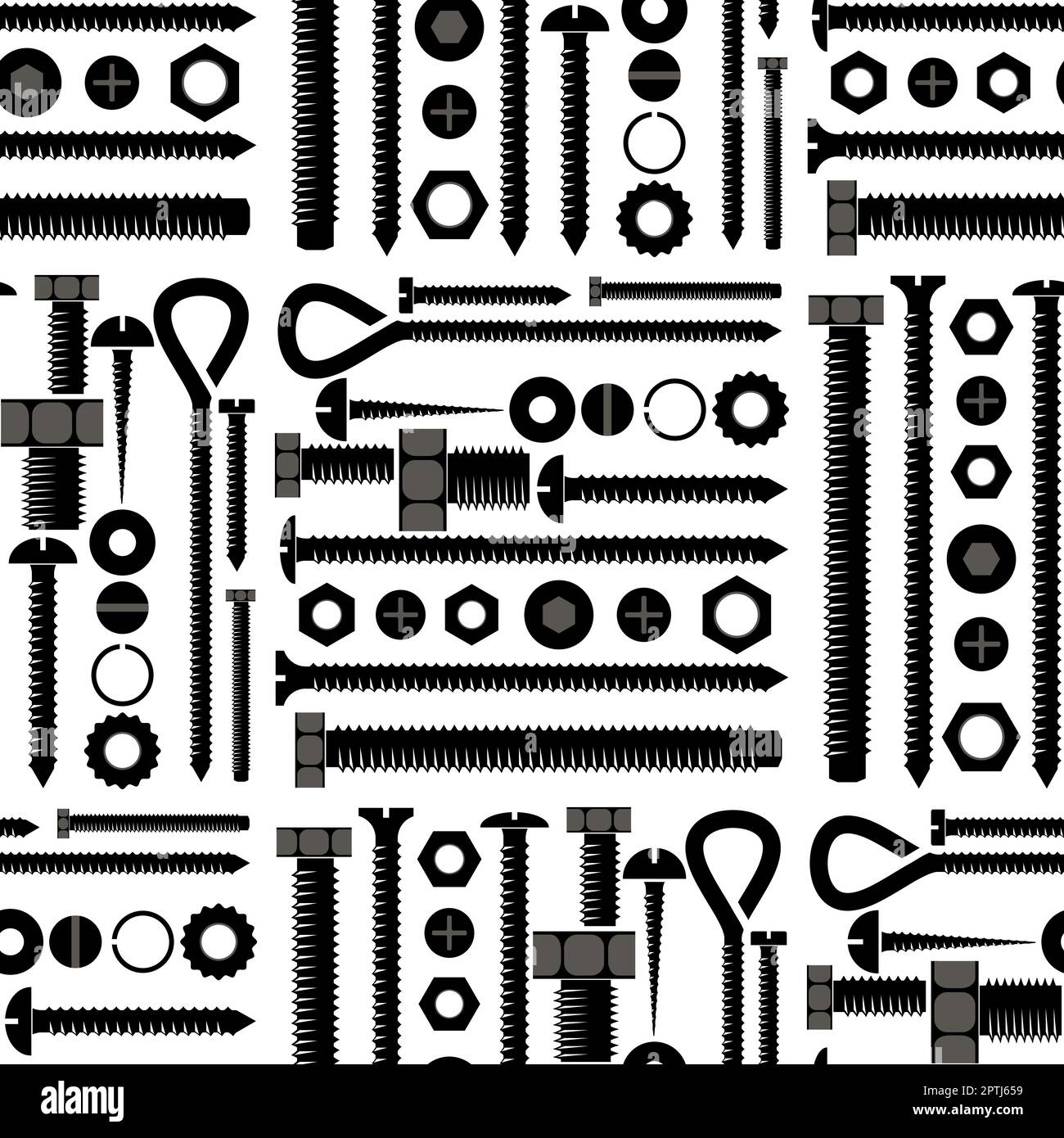 Screw hex bolt seamless pattern design illustration isolated on white ...
