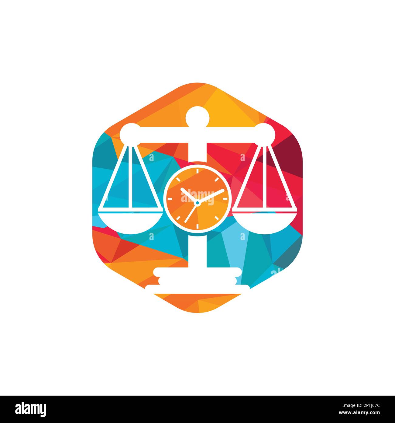 Law time vector logo design. Scale with clock icon vector logo design ...