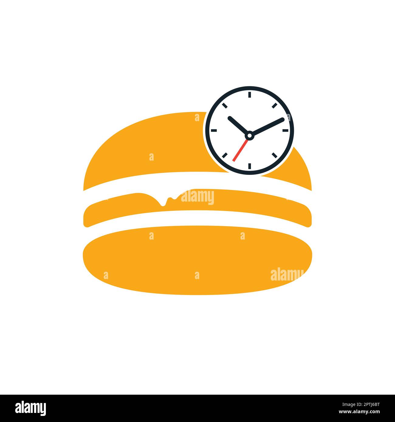 Burger time vector logo design template. Big burger with clock icon ...