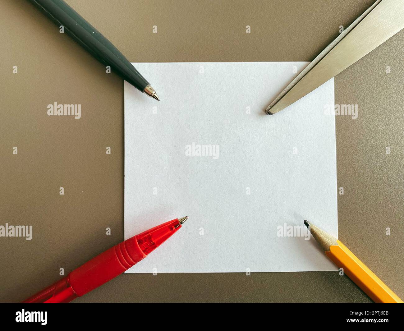 stationery on the table in the office. pens and pencils for writing ...