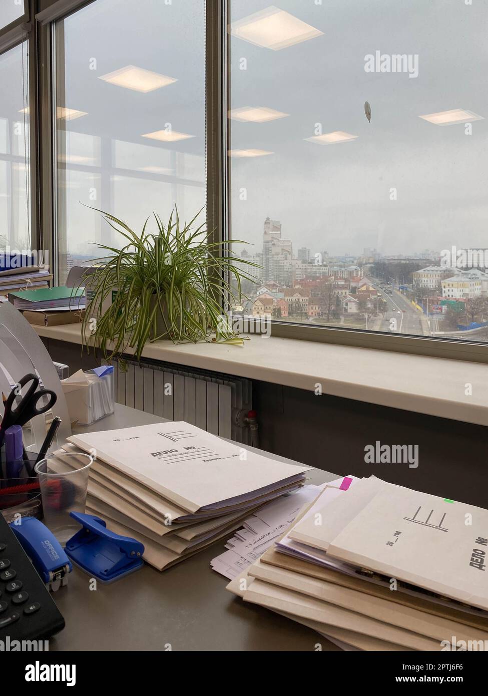 Large thick folders with important papers and documents on the working ...