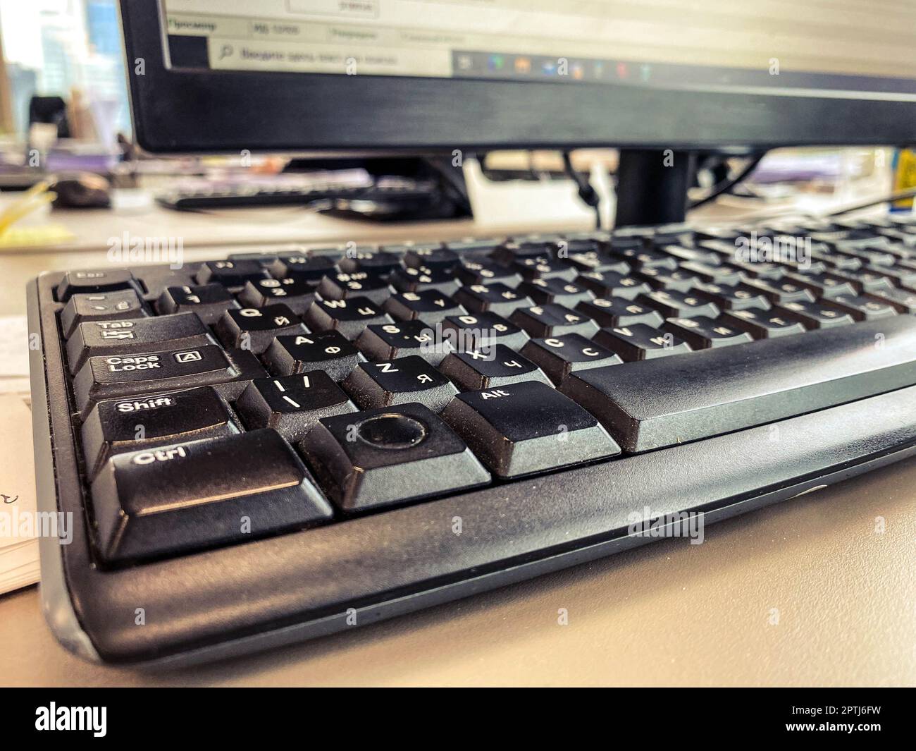 keyboard from a computer. office equipment for typing, employee tool ...