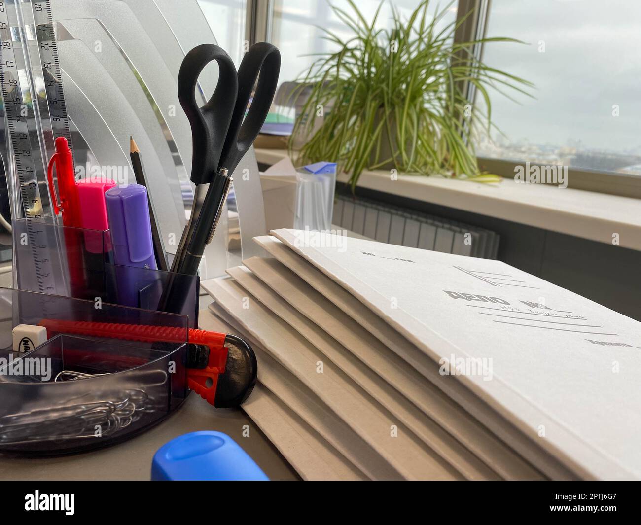 Large thick folders with important papers and documents on the working ...