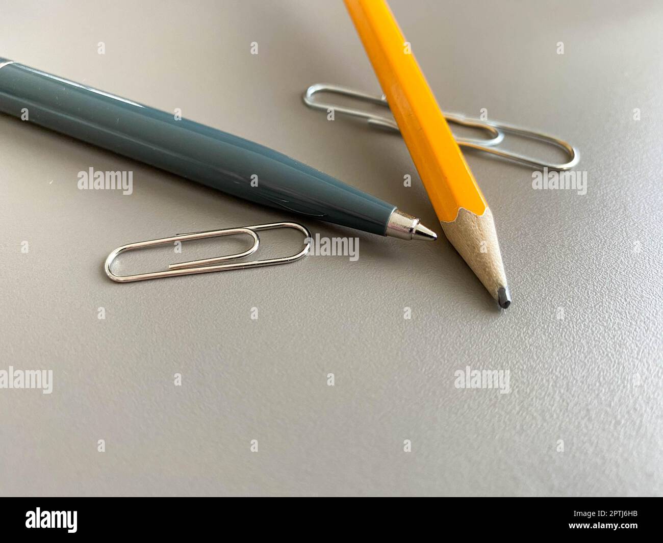 Automatic green ballpoint pen and pencil with paper clips for writing ...