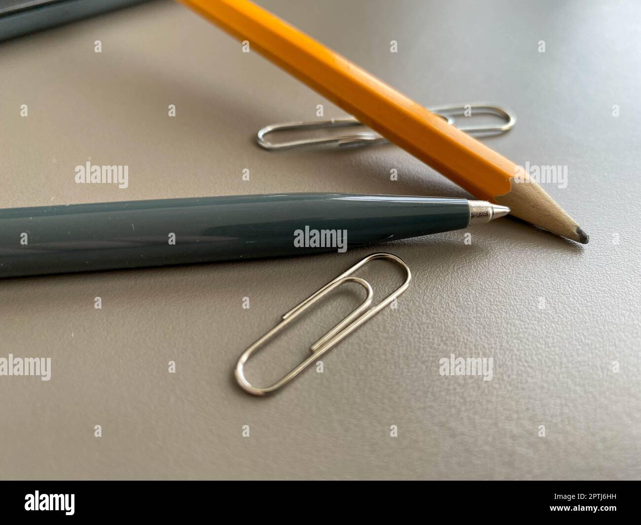 Automatic green ballpoint pen and pencil with paper clips for writing ...