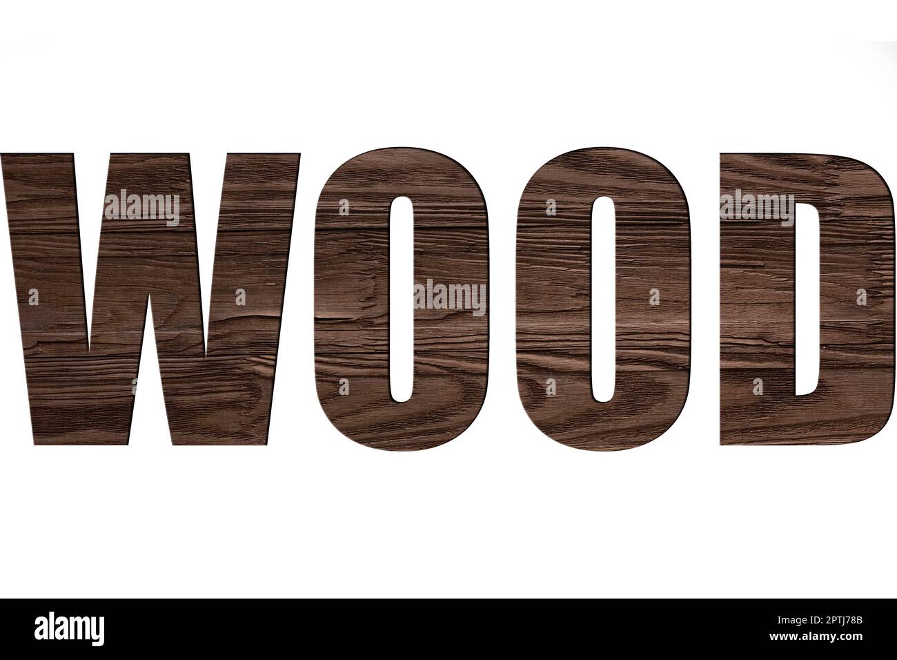 WOOD font with wood texture transparency on white background isolated ...