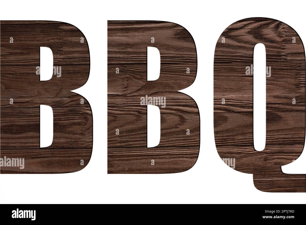 BBQ font with wood texture transparency on white background isolated ...