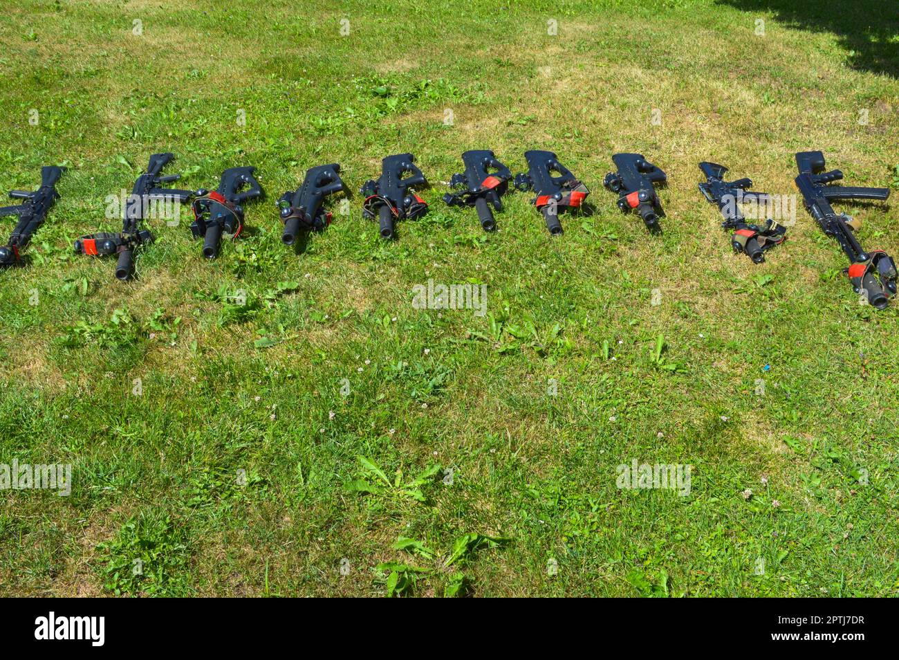 Black iron metal army military machine guns, small arms for soldiers ...