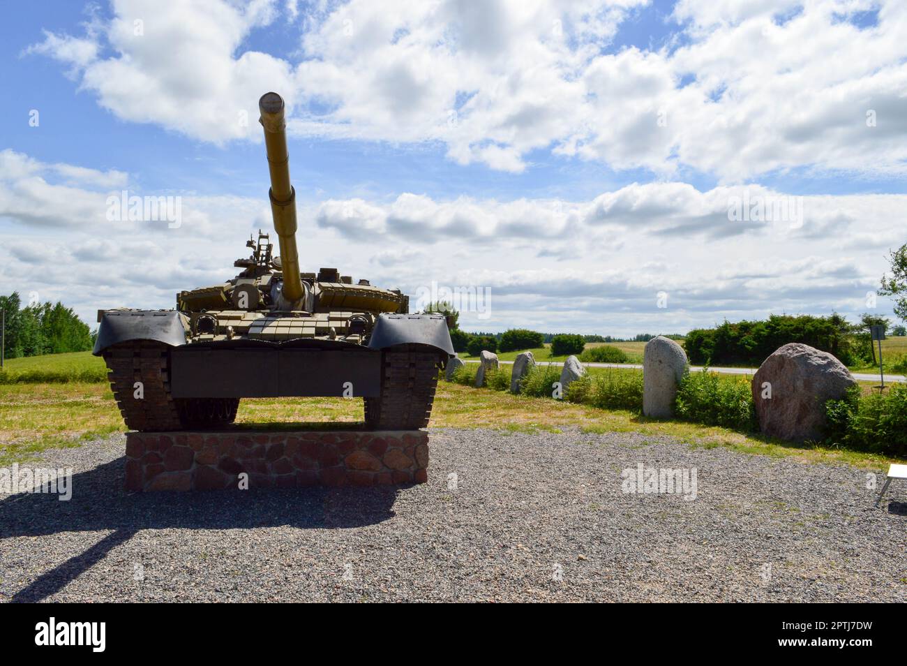 A large green military metal armored deadly dangerous iron Russian ...