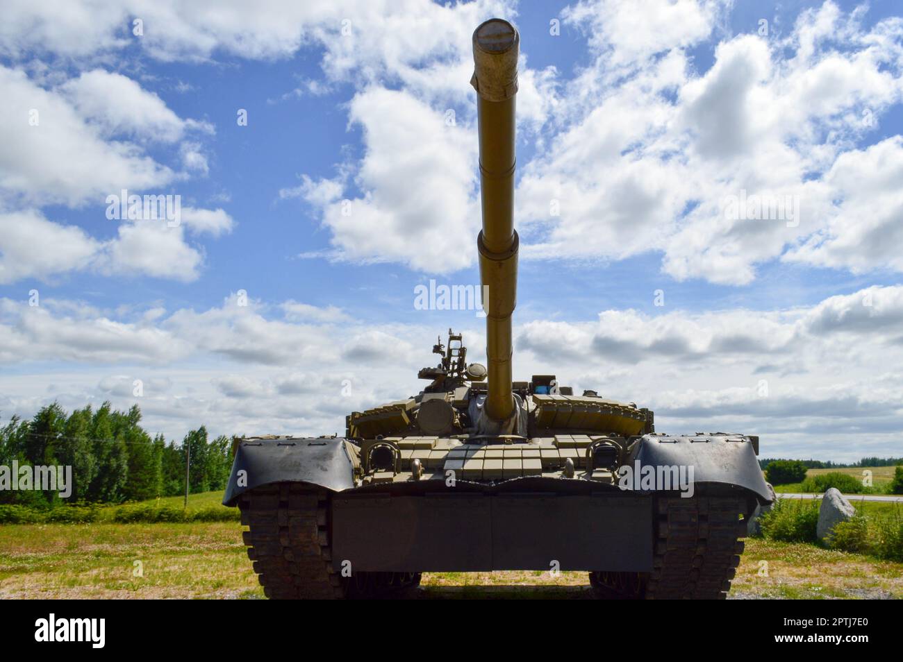 A large green military metal armored deadly dangerous iron Russian ...