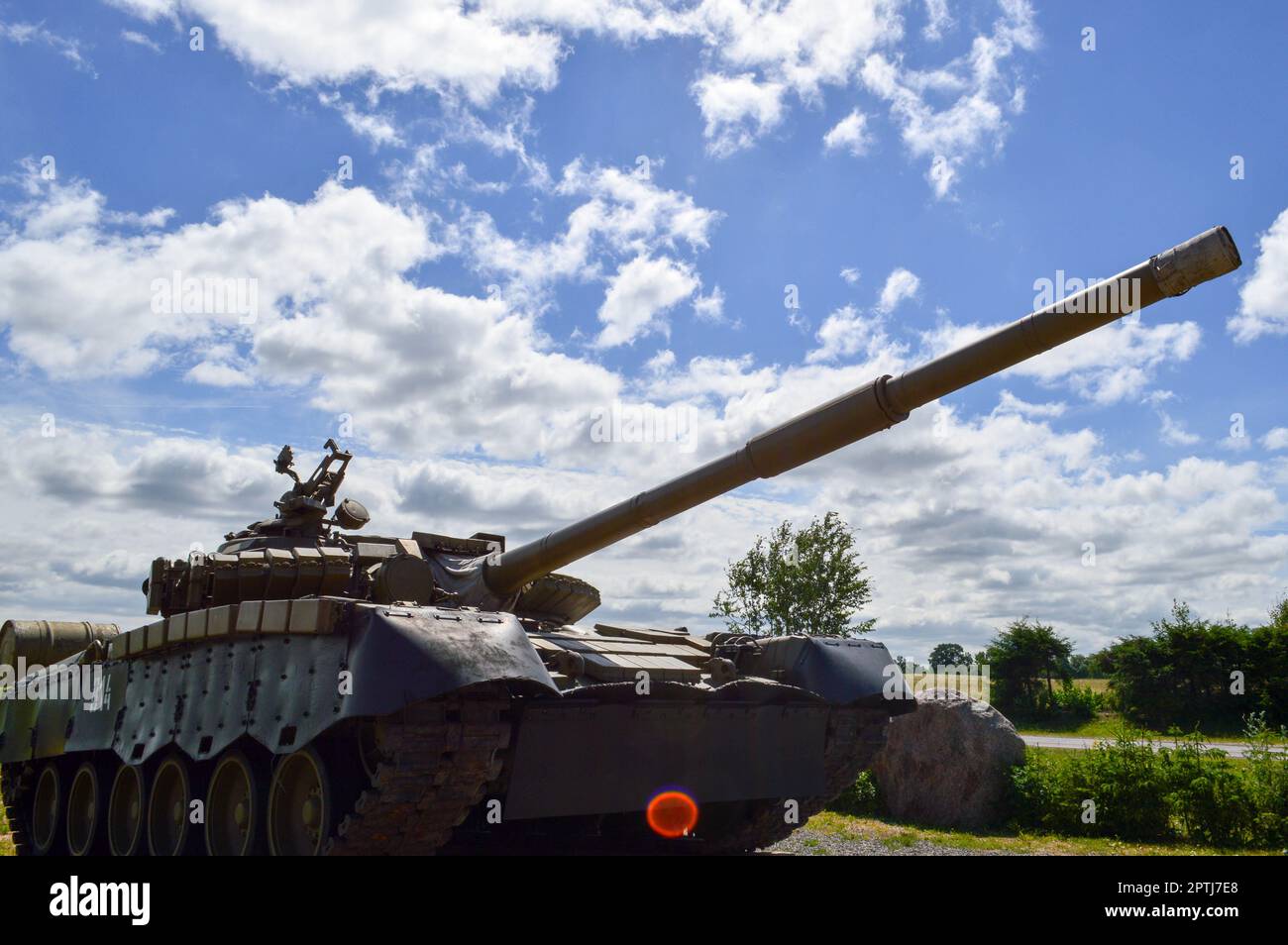 A large green military metal armored deadly dangerous iron Russian ...