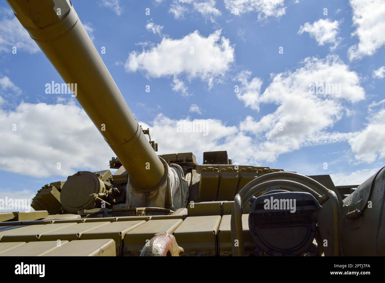 A large green military metal armored deadly dangerous iron Russian ...