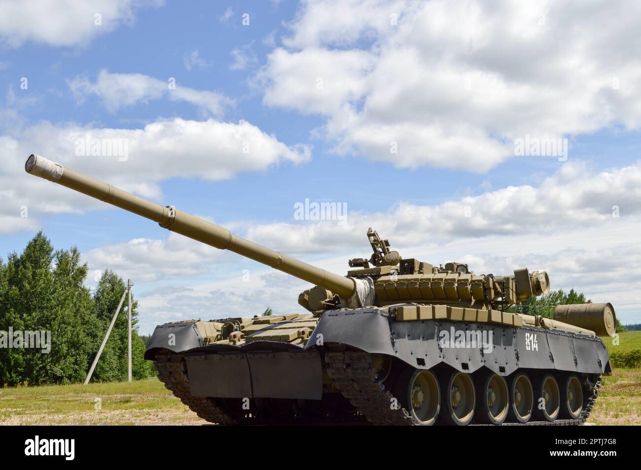 A large green military metal armored deadly dangerous iron Russian ...