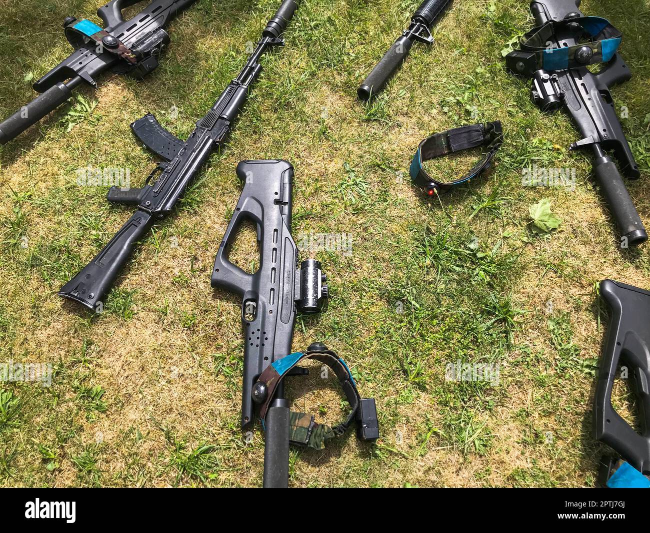 Black iron metal army military machine guns, small arms for soldiers ...