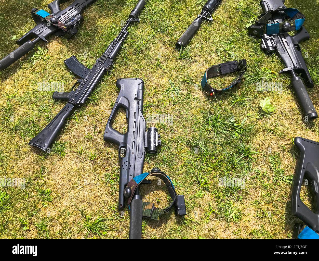 Black iron metal army military machine guns, small arms for soldiers ...