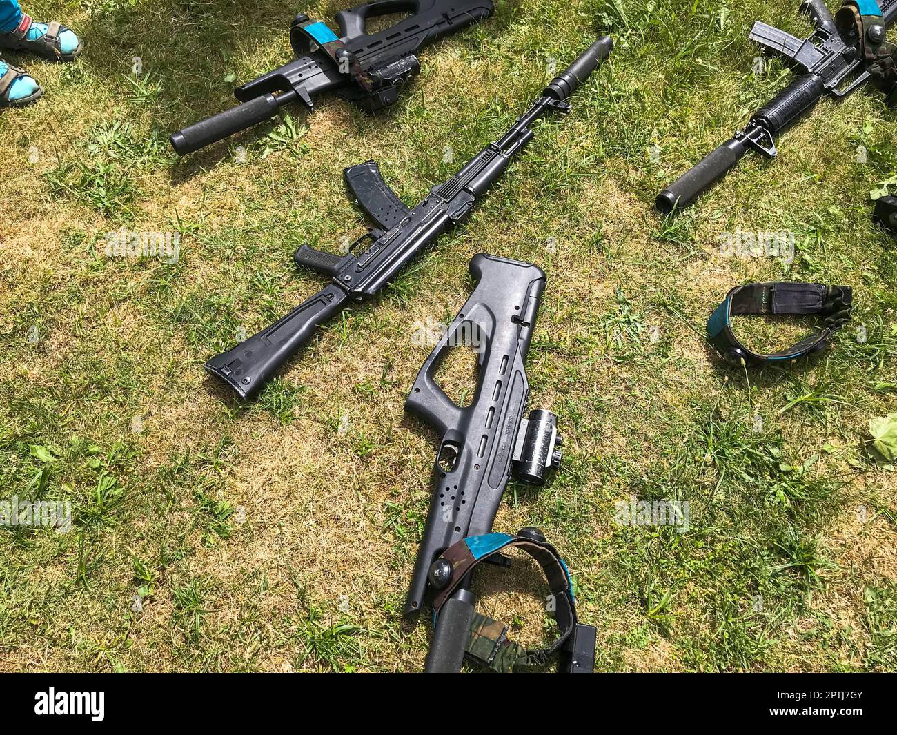 Black iron metal army military machine guns, small arms for soldiers ...