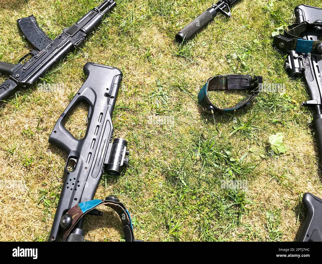 Black iron metal army military machine guns, small arms for soldiers ...