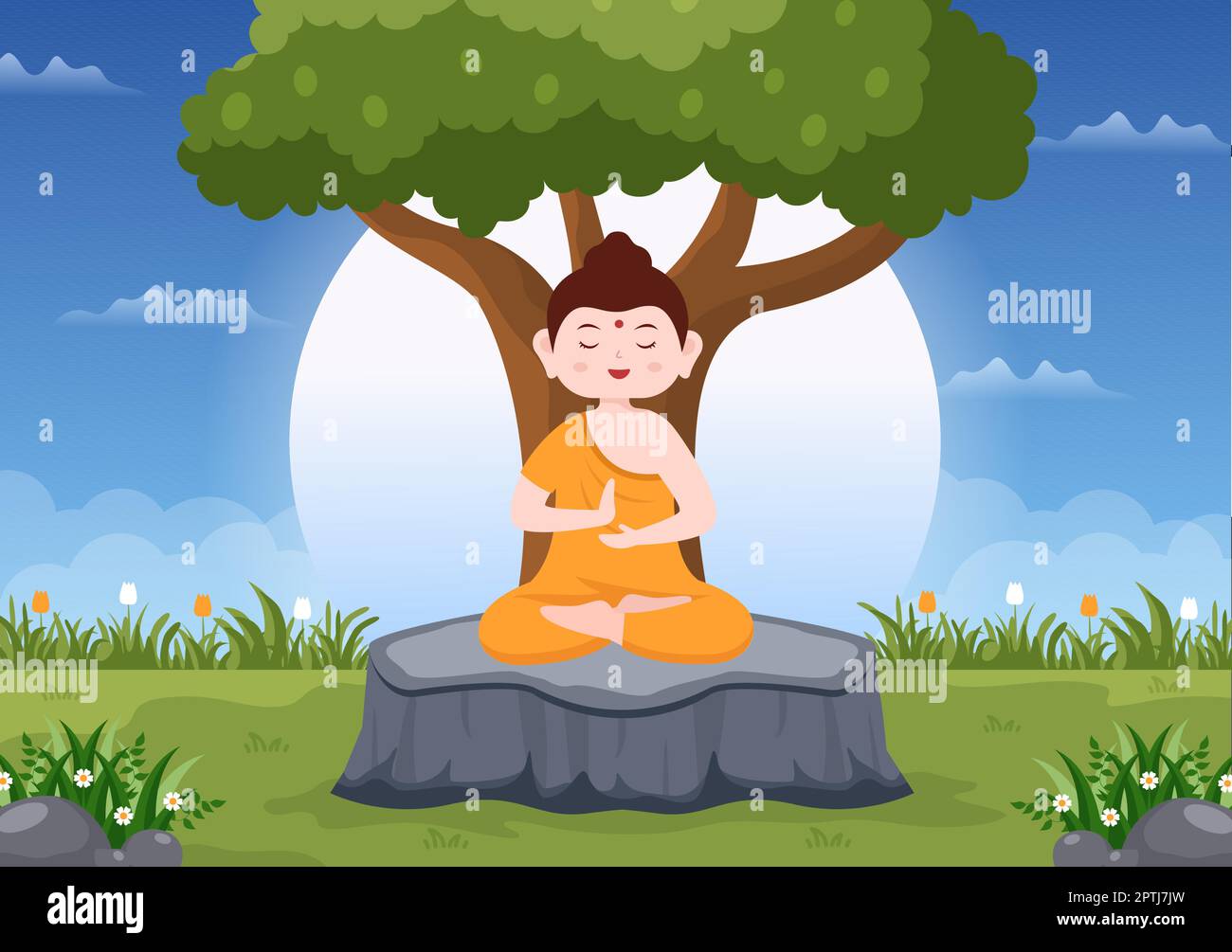 Buddhist monk bodhi tree Stock Vector Images - Alamy