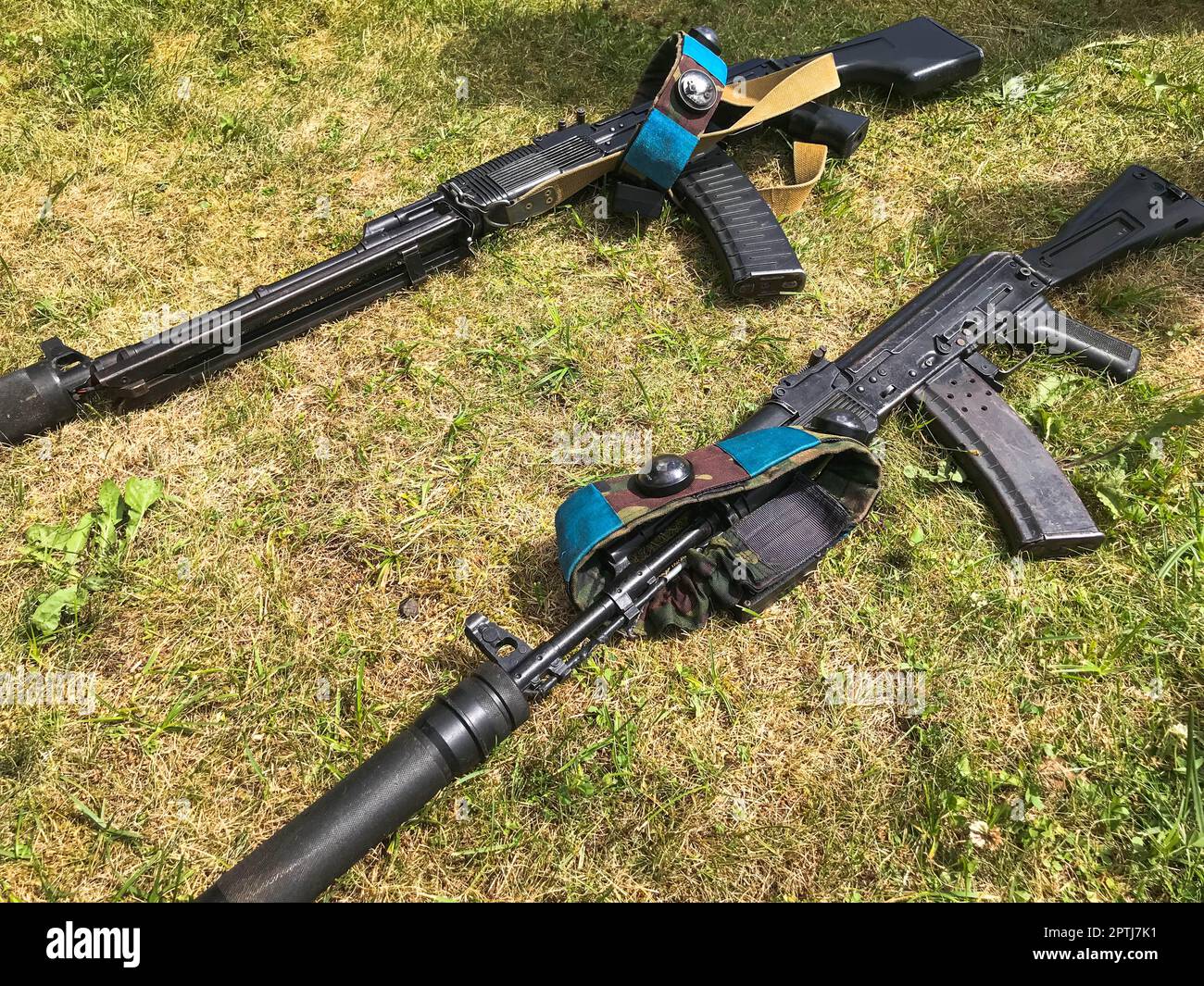 Black iron metal army military machine guns, small arms for soldiers ...