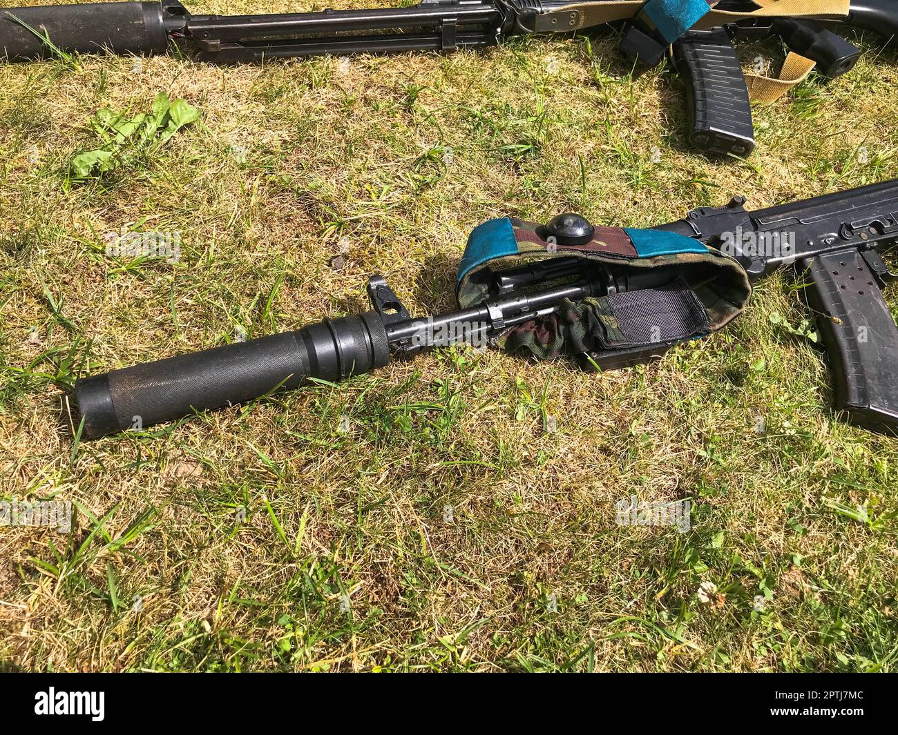 Black iron metal army military machine guns, small arms for soldiers ...