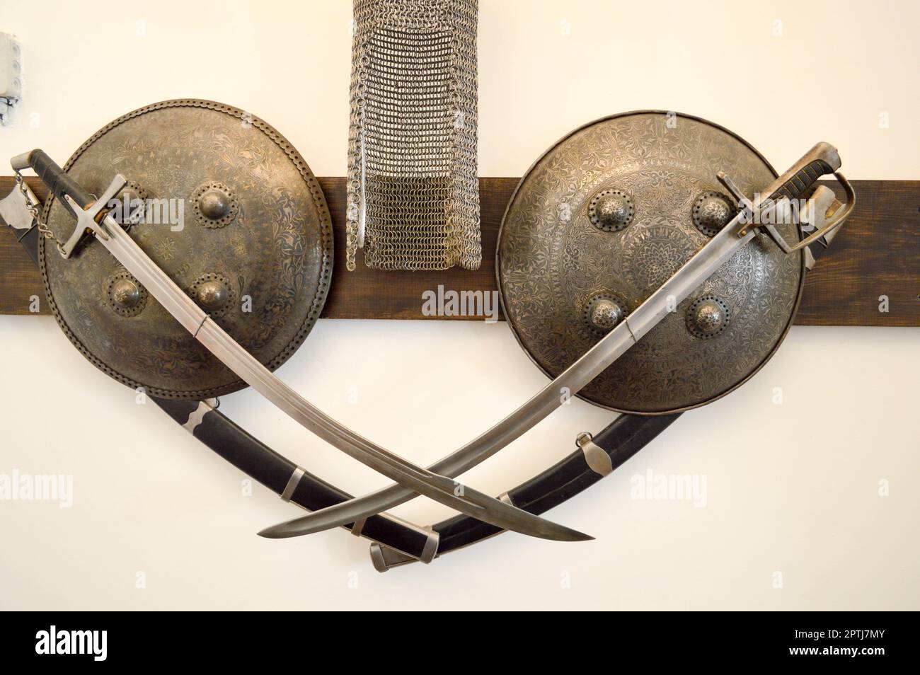Old ancient medieval sharp dangerous combat captured swords, sabers ...