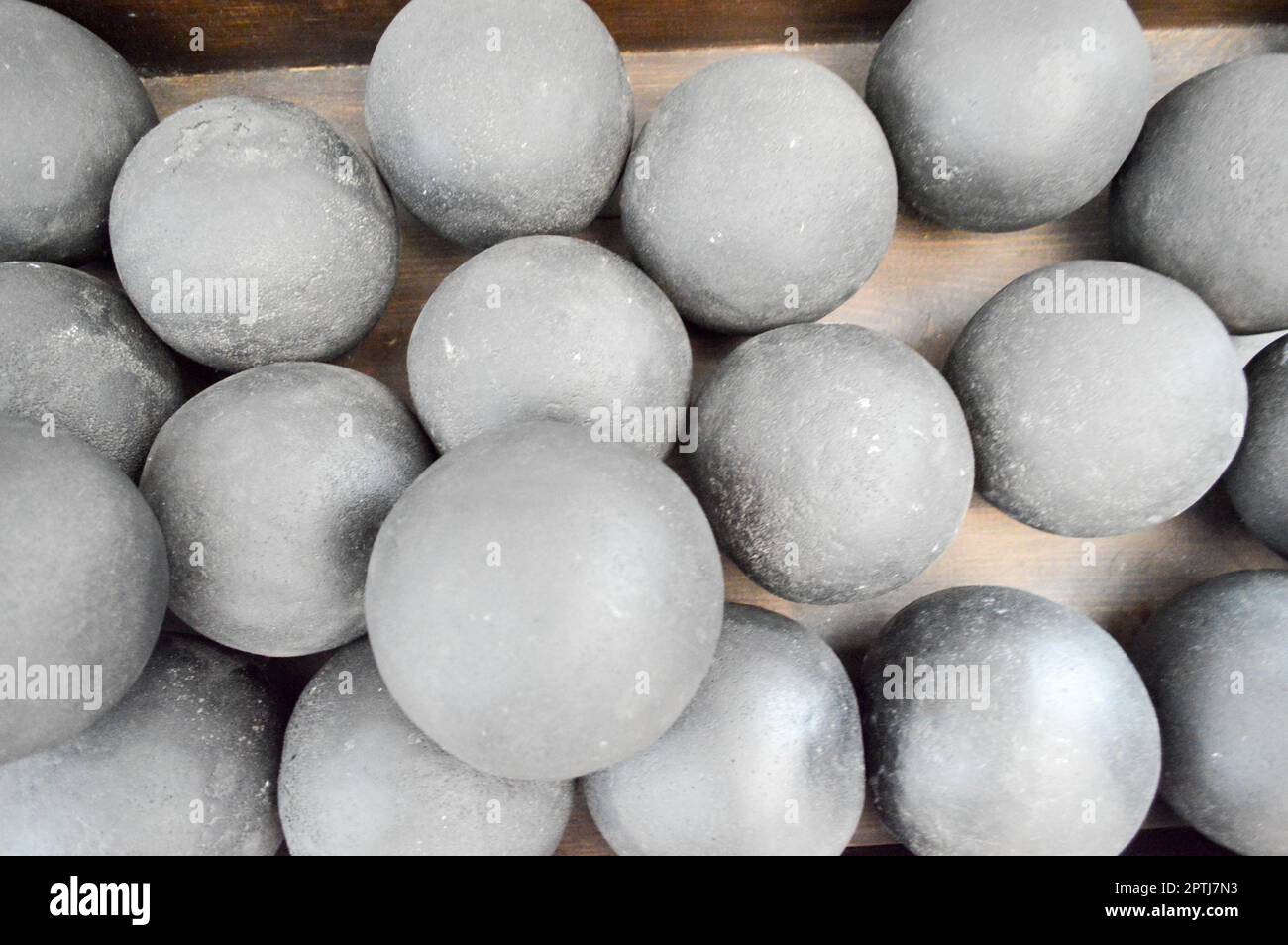 Texture of old antique combat round gray metallic, iron, stone cannon ...