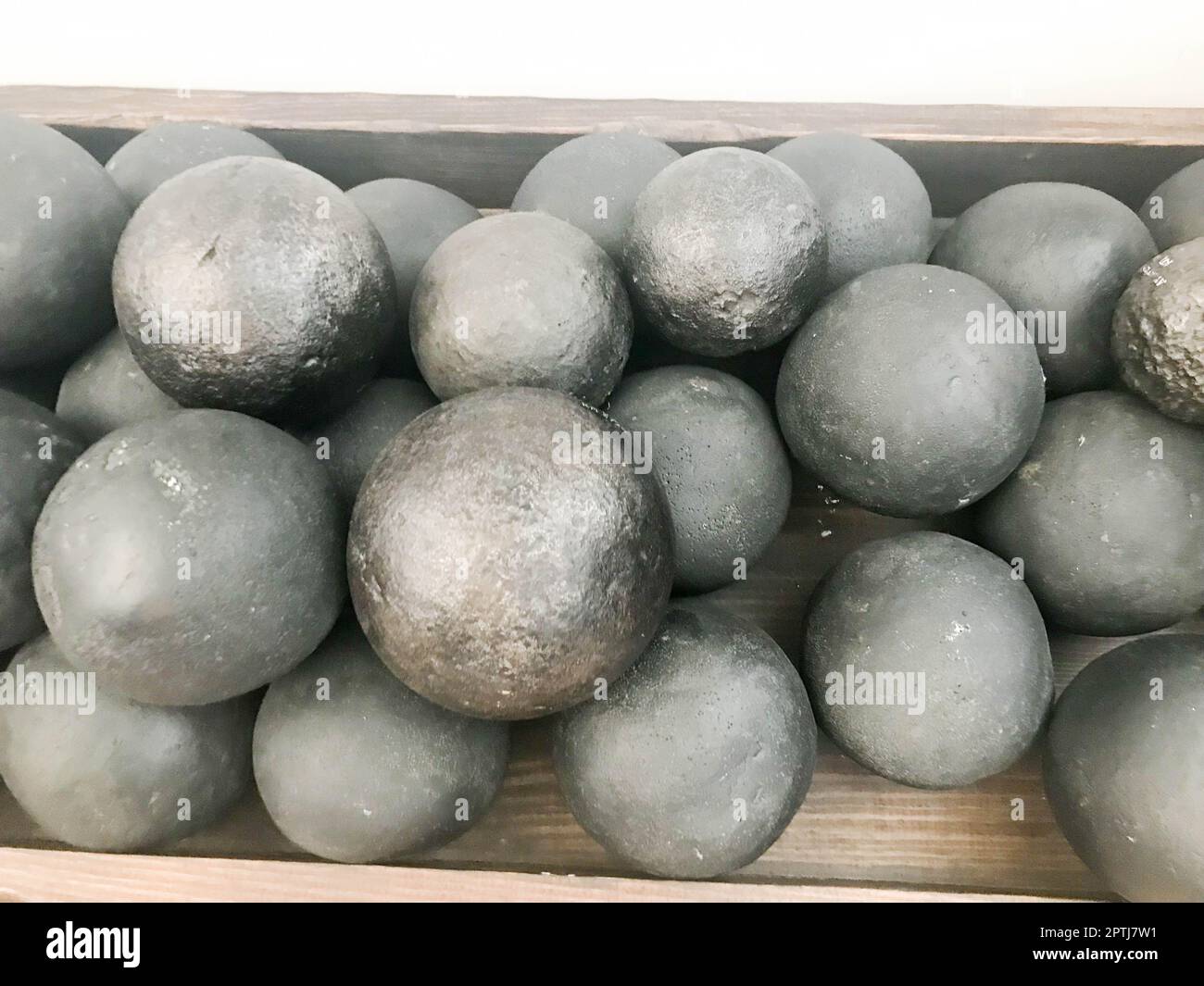 Texture of old antique combat round gray metallic, iron, stone cannon ...