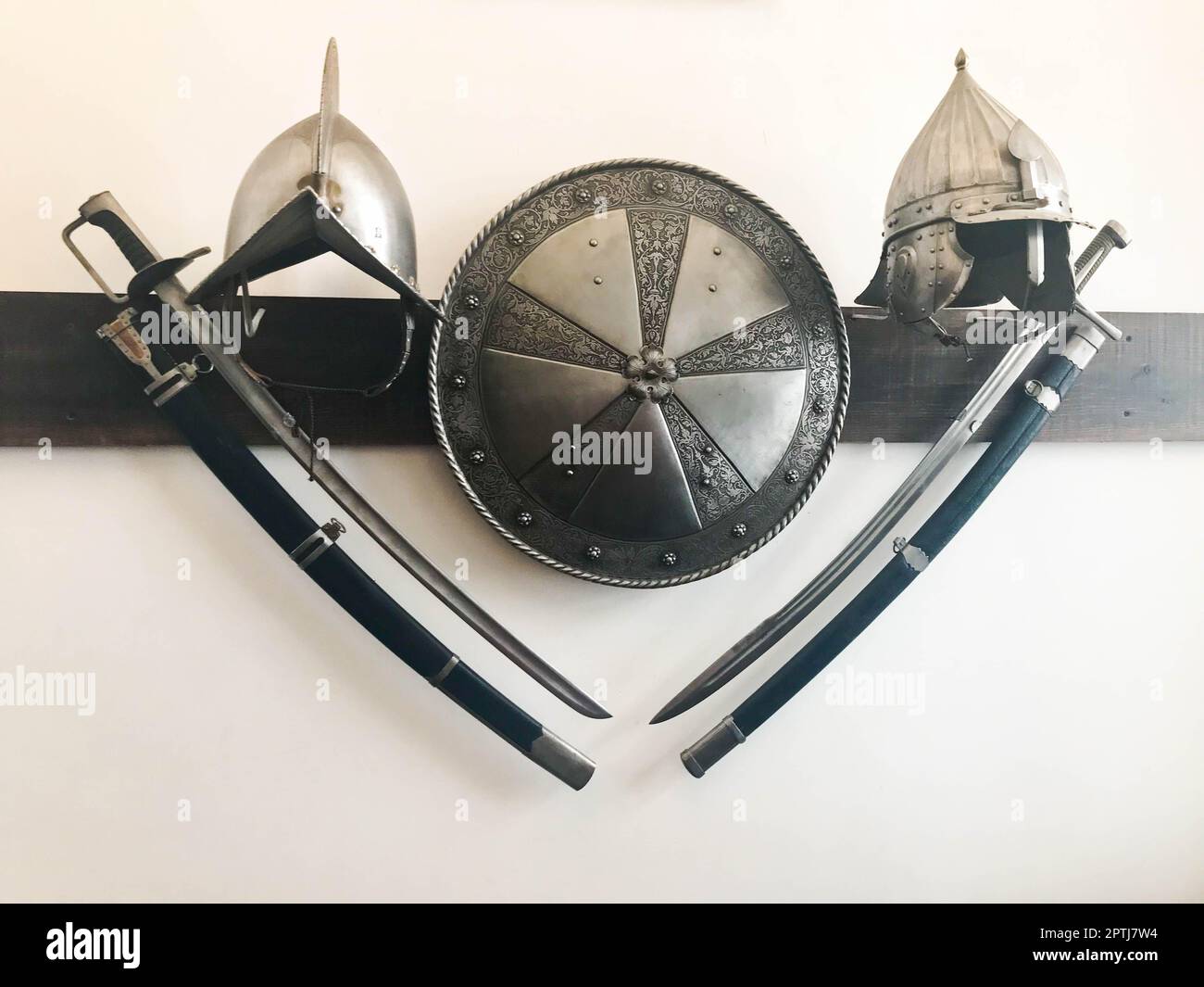 Old ancient medieval sharp dangerous combat captured swords, sabers ...