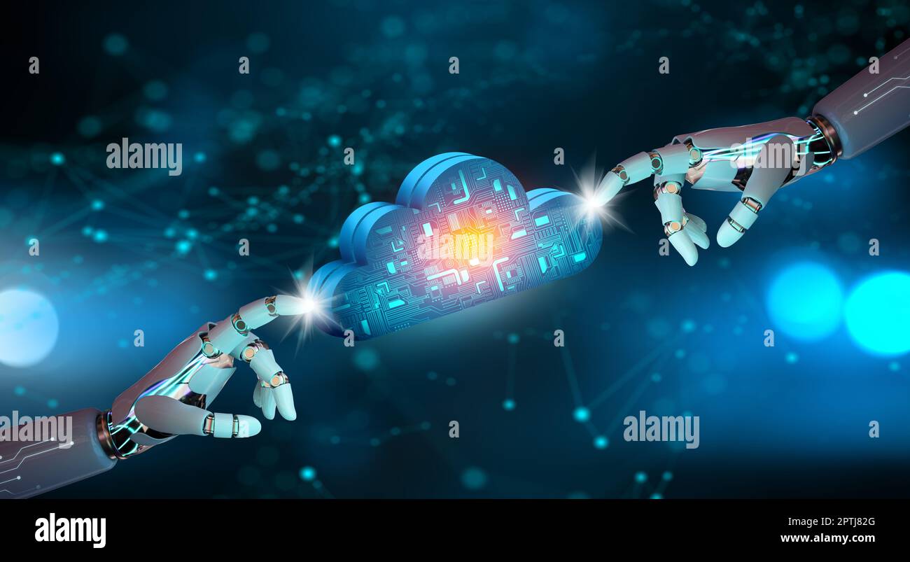 Robot hands pointing Cloud computing technology internet storage ... Robot hands pointing Cloud computing technology internet storage ...
