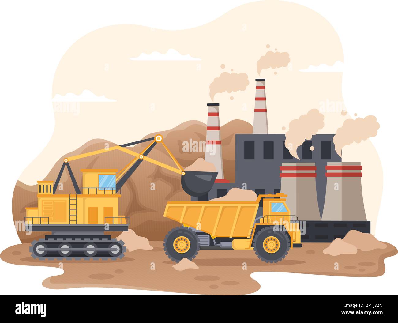 Mining Company with Heavy Yellow Dumper Trucks for Coal Mine Industrial ...