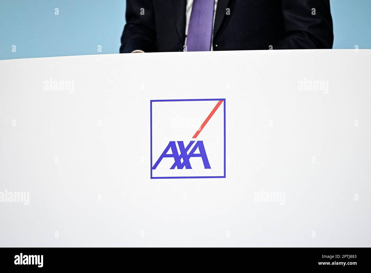 Paris, France. 27th Apr, 2023. General illustration view with the AXA ...